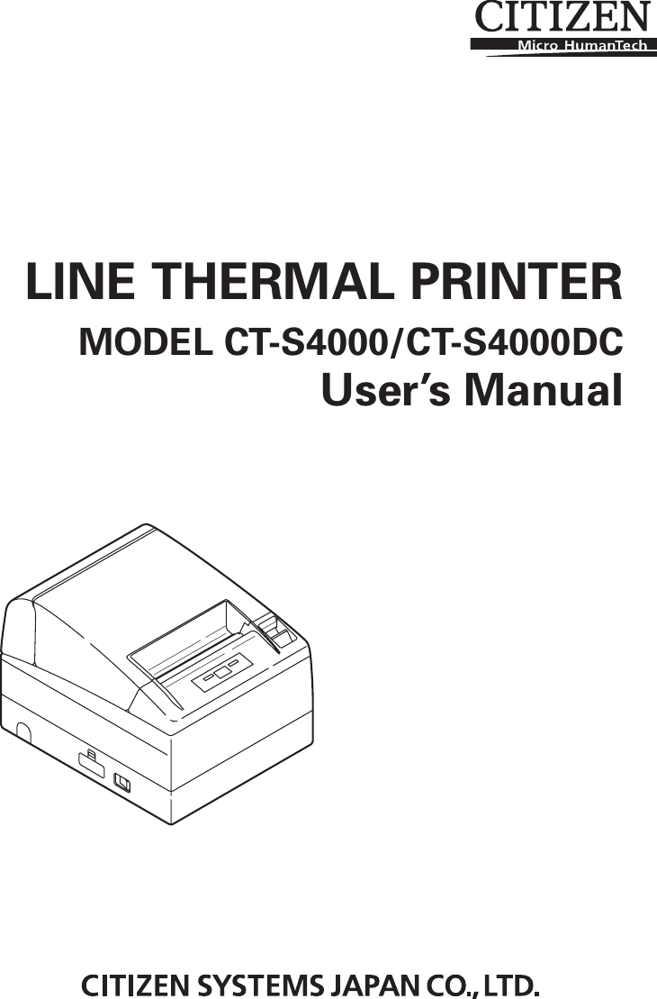 Citizen Systems Ct S4000 Users Manual 01 Cover