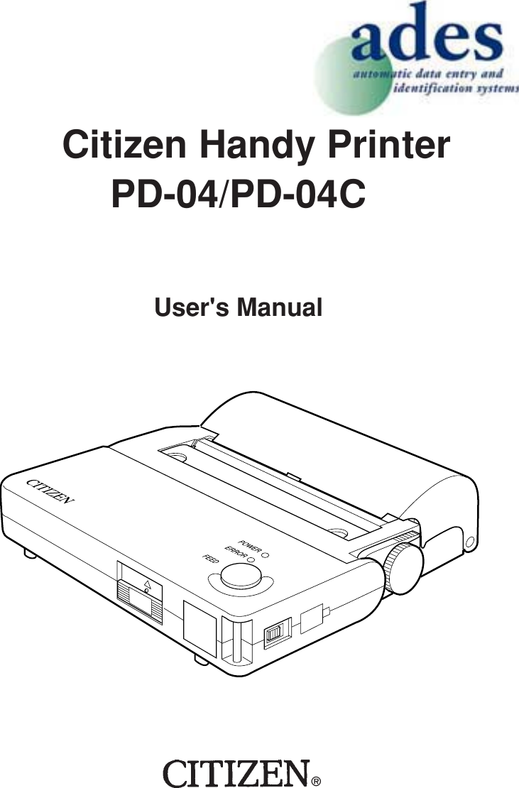 Citizen Systems Portable Pd 04 Users Manual