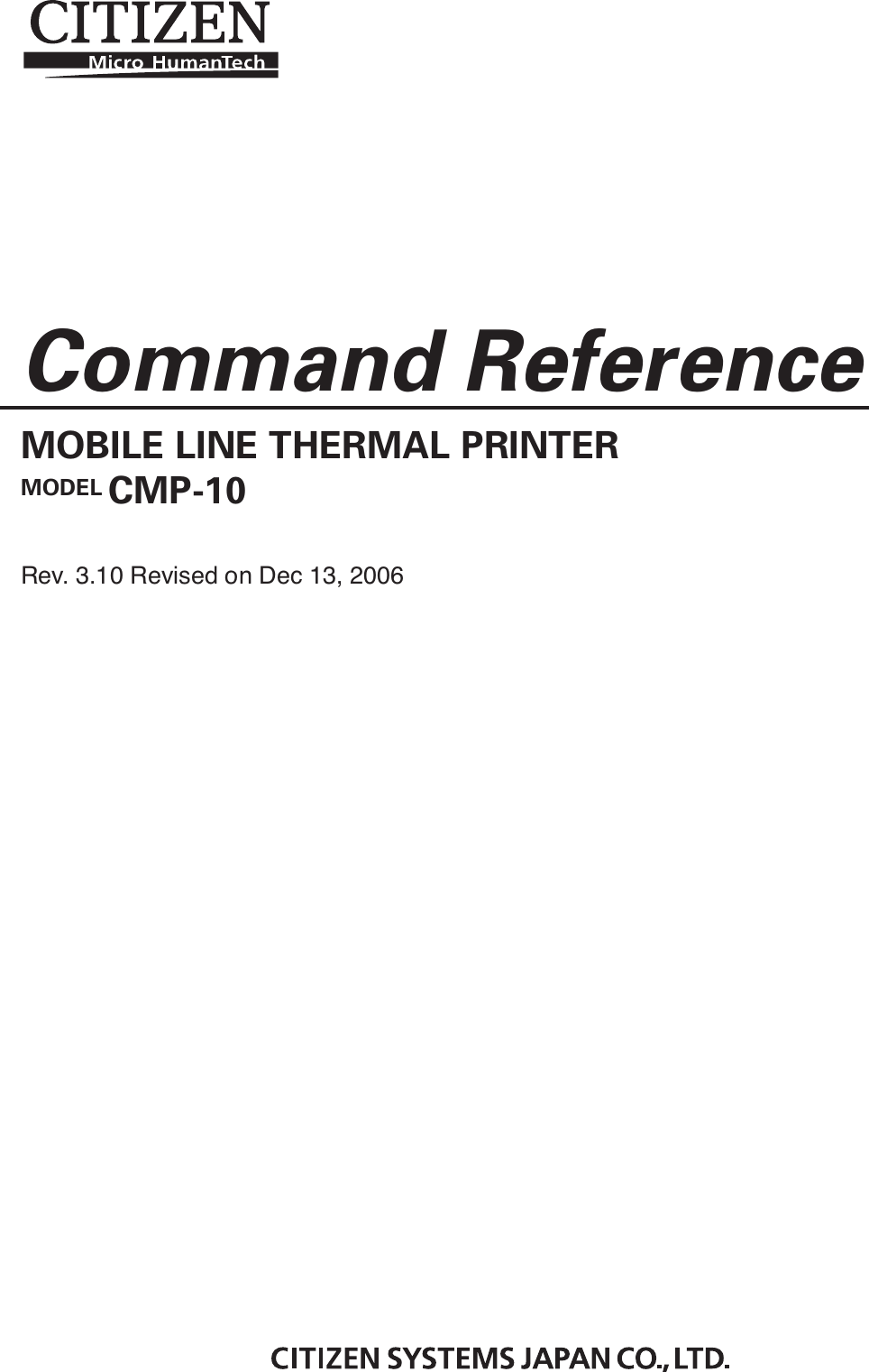 Citizen Systems Cmp 10 Users Manual 01 Cover