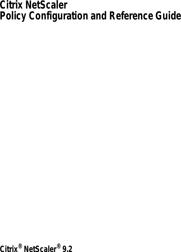 Citrix Systems Network Router 9 2 Users Manual Policy