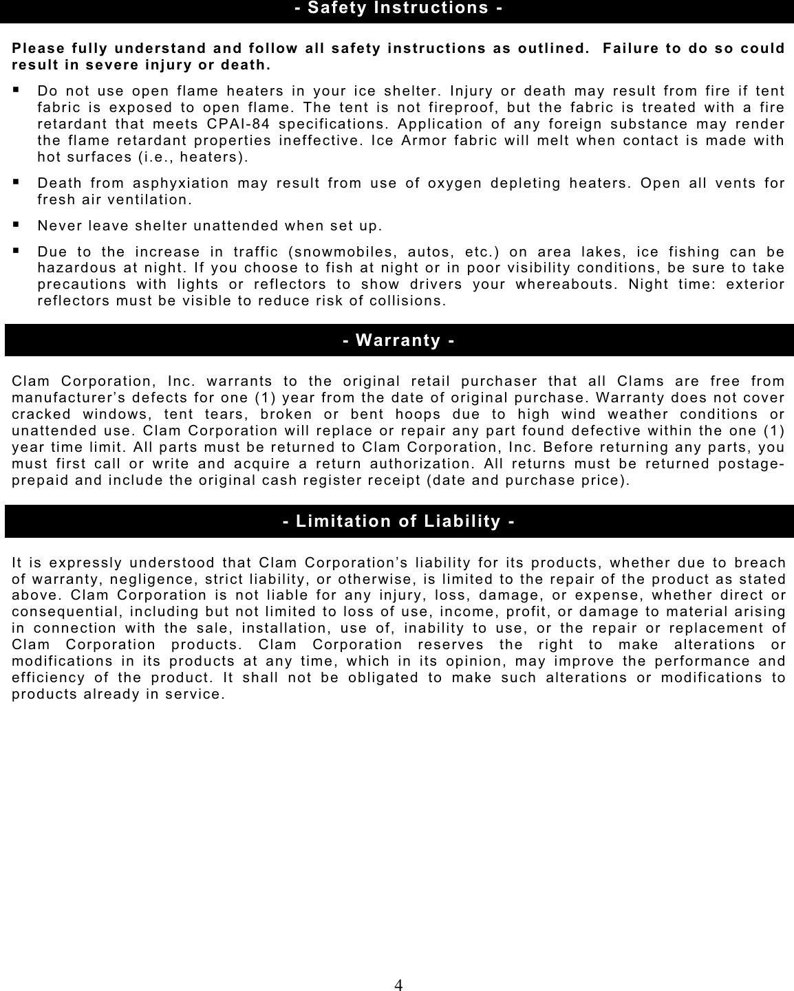 Clam Corp 2000 8309 Users Manual 07 08