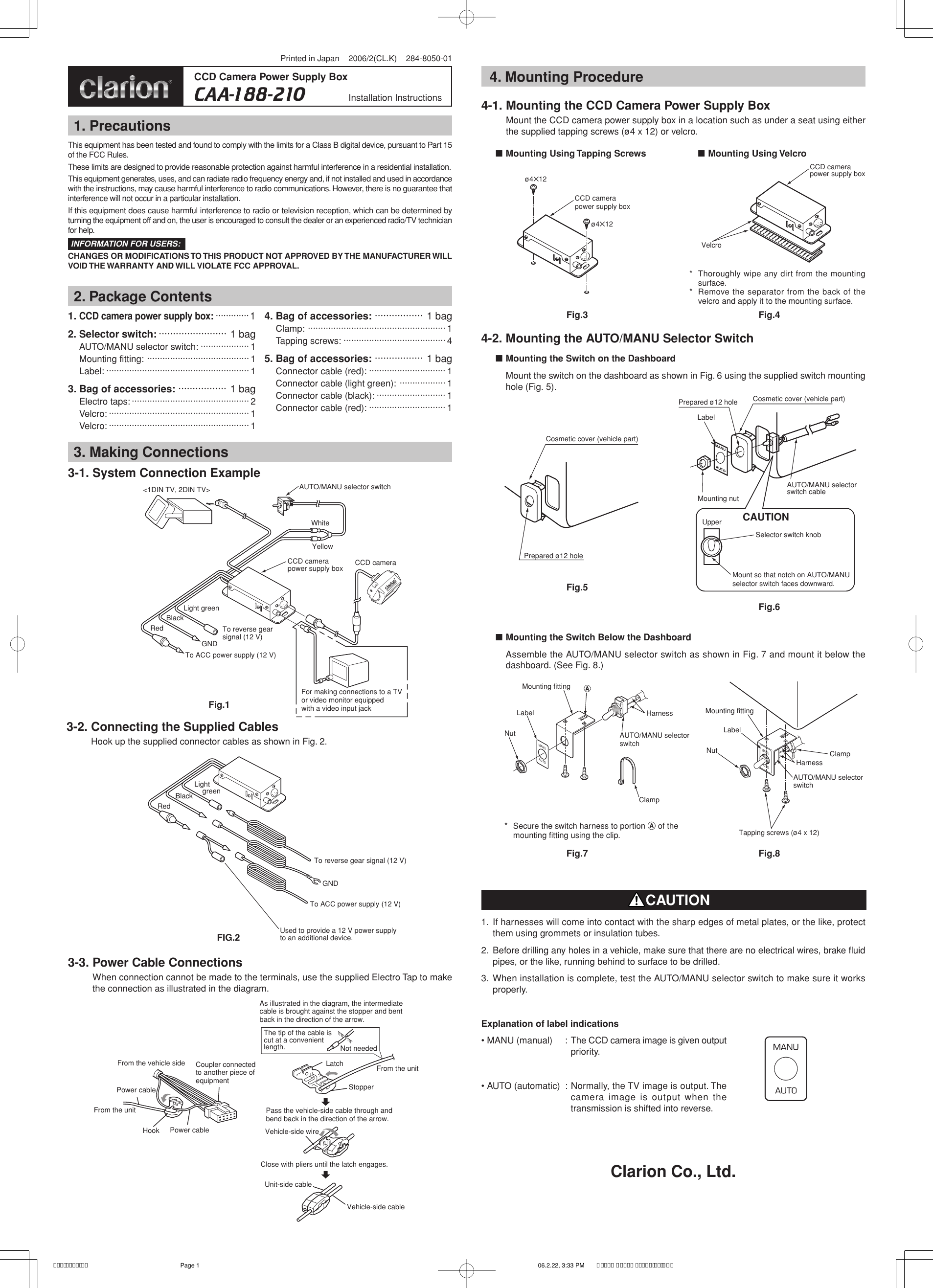Clarion Caa 188 210 Users Manual 284 8050 01