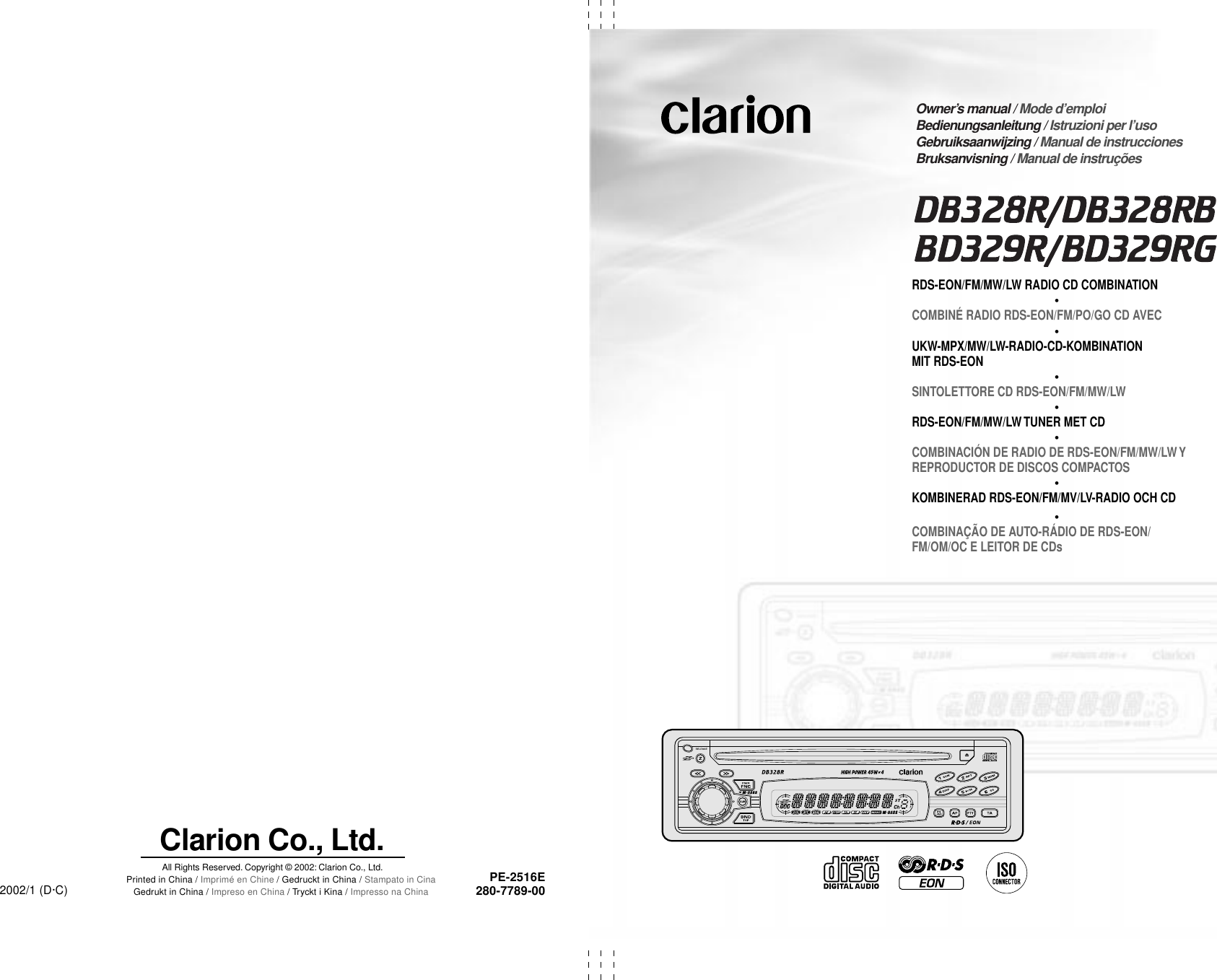 Clarion Cd Player Bd329R Users Manual