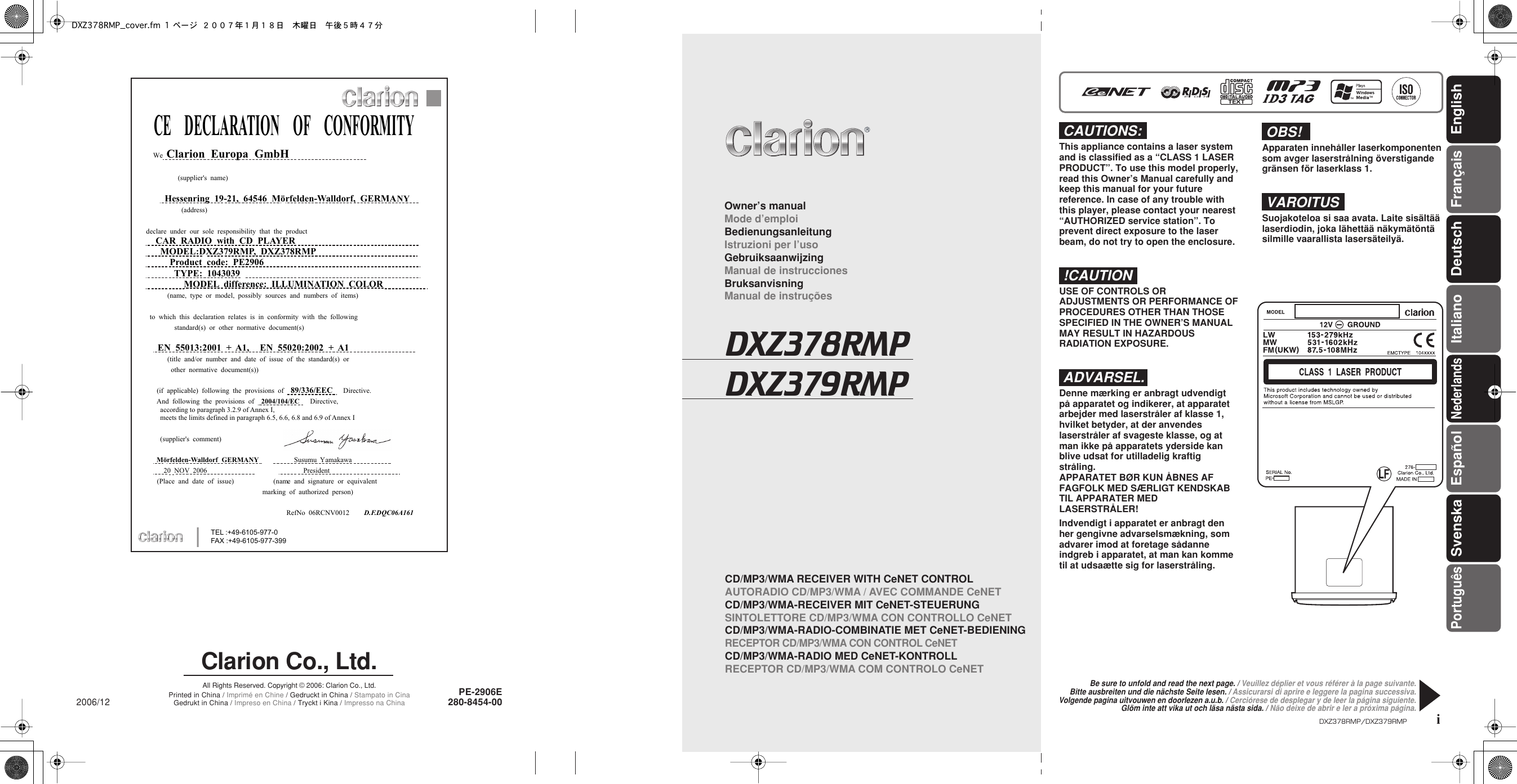 Clarion Dxz379Rmp Users Manual DXZ378RMP_EN