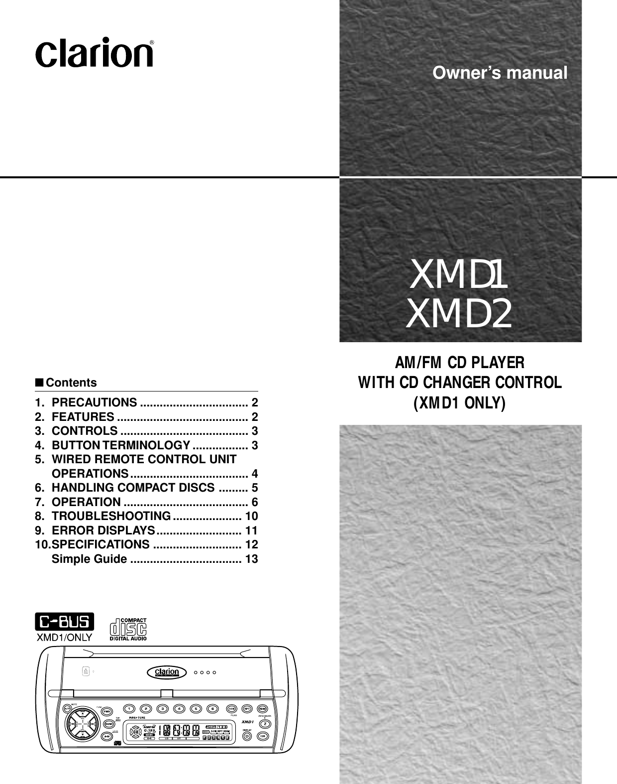 Clarion Xmd2 Users Manual