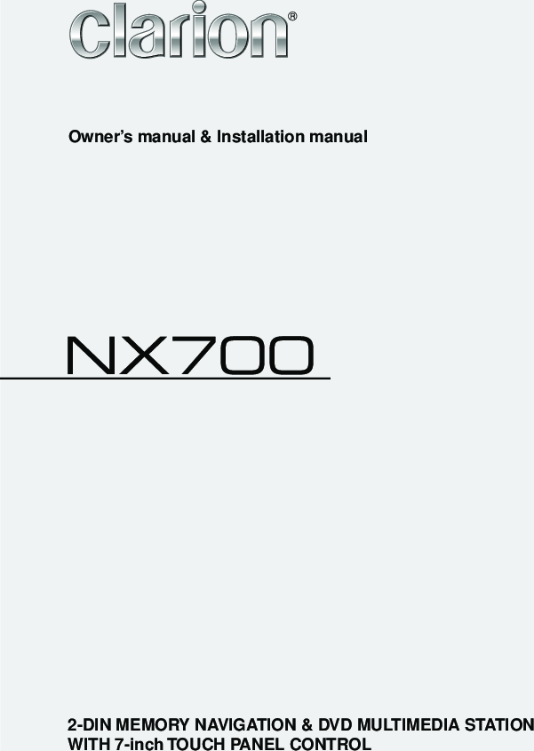 Clarion NX700_NA NX700 Manual