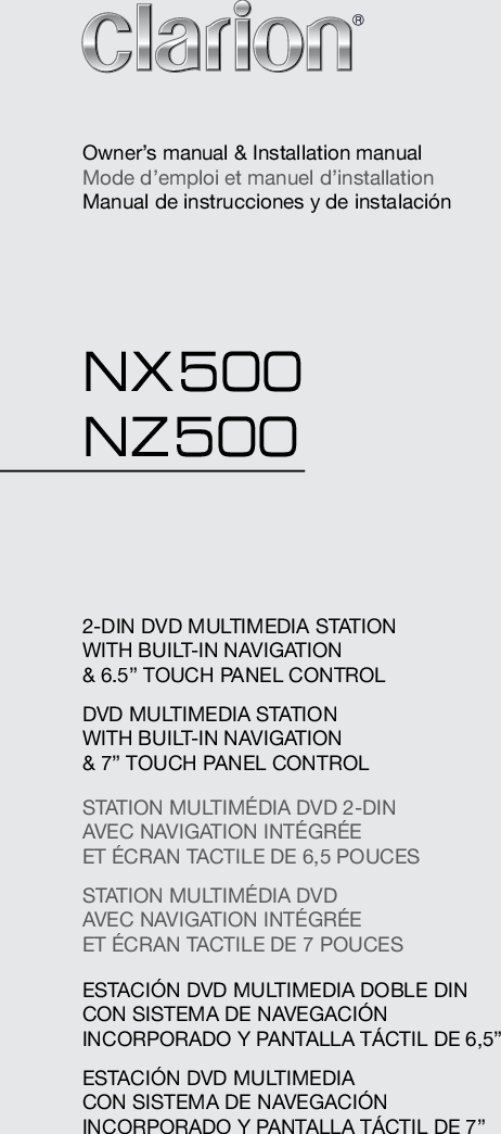 Clarion NZ500 Manual