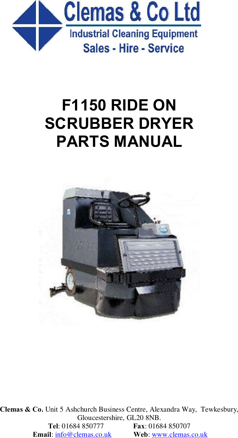 Clemas F1150 Parts Manual