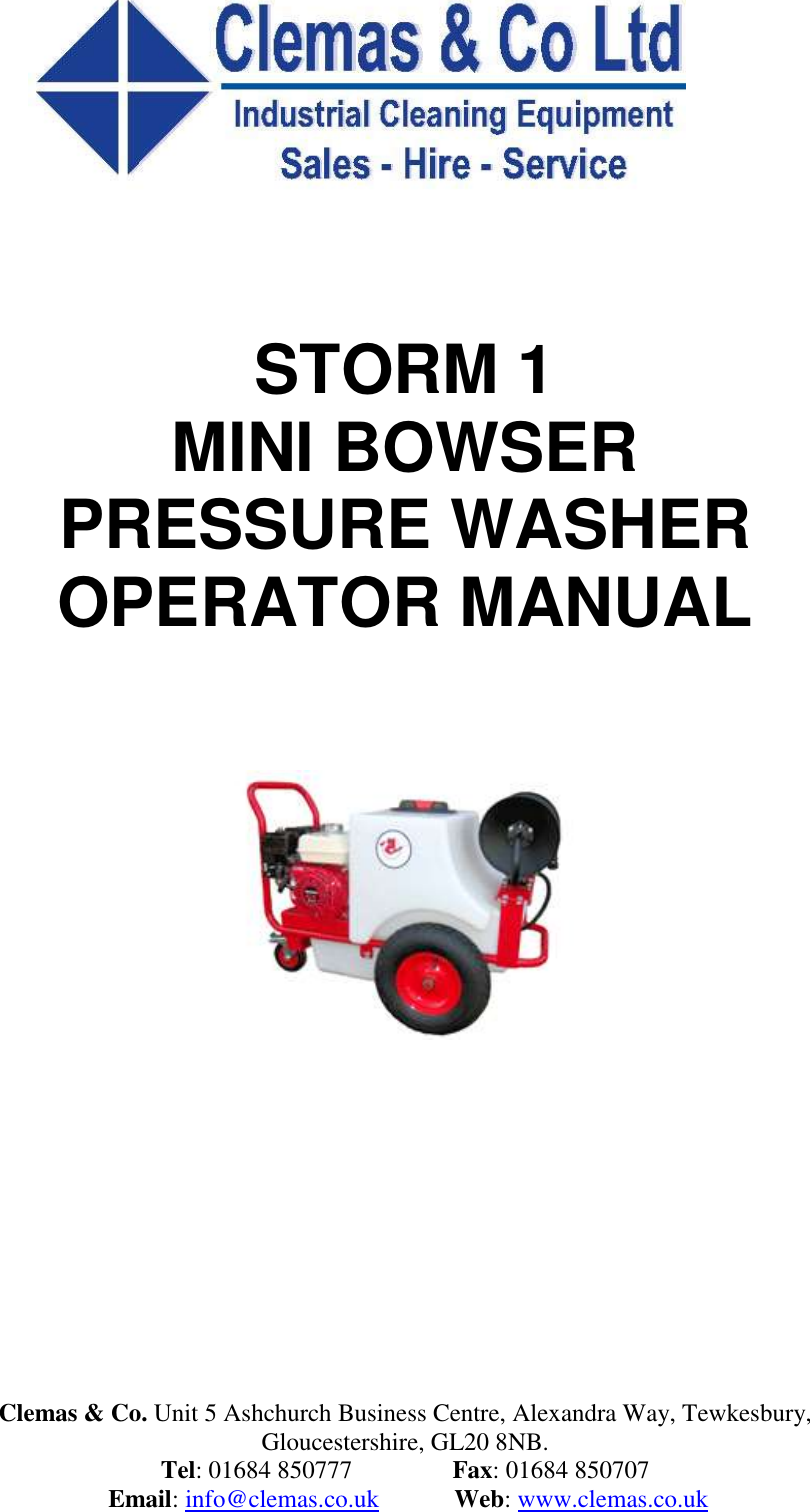 Clemas Tornado Mini Bowser Sept15 ORIGINAL Storm 1 Operator Manual