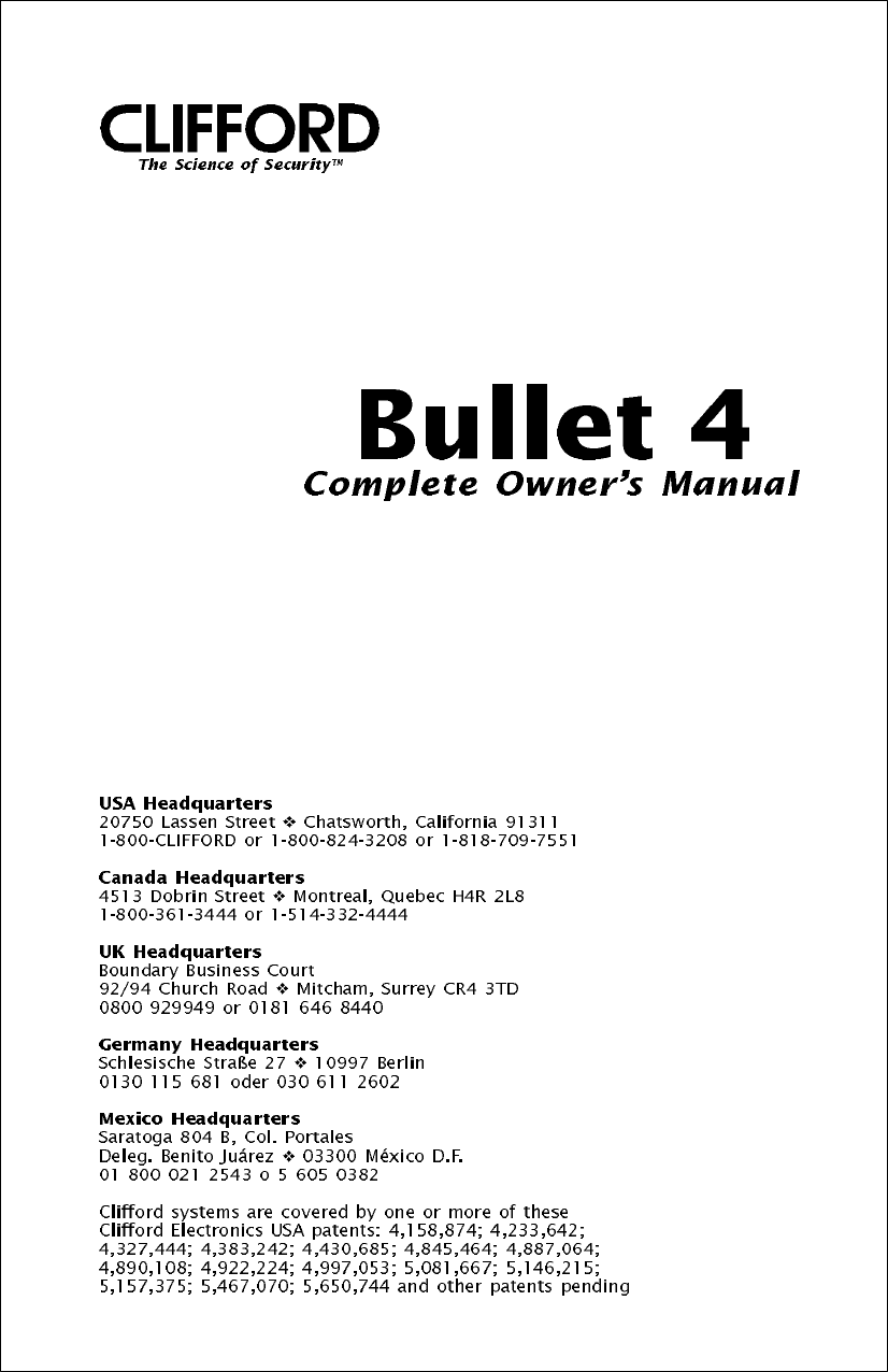 Clifford Bullet 4 7 User Manual To The C9dbdfee d90c 46db 968a 656d9eea920d