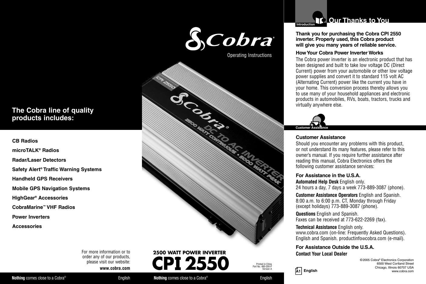Cobra Electronics Cpi 2550 Owners Manual 2500 3a
