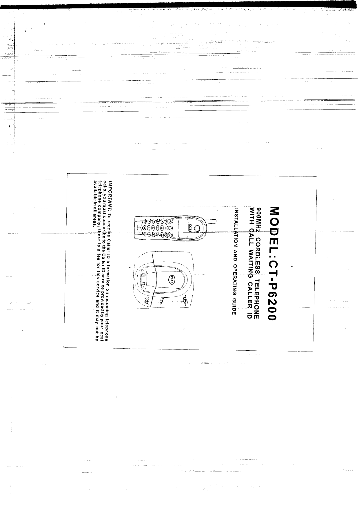 Coby Co CT-P6200 900MHz Cordless Phone User Manual users manual