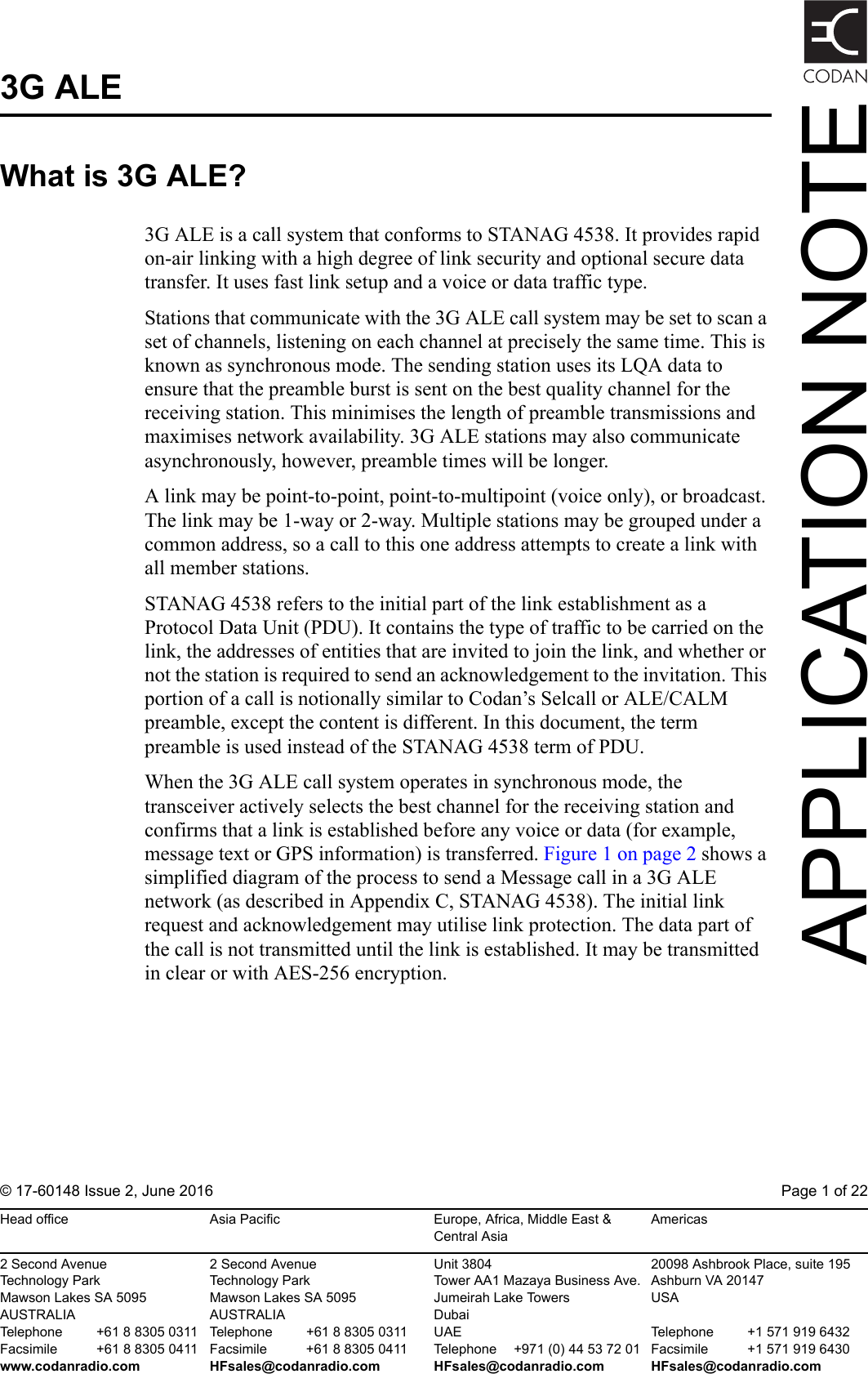 Codan 17 60148_1 60148 3G ALE Application Note Iss 2