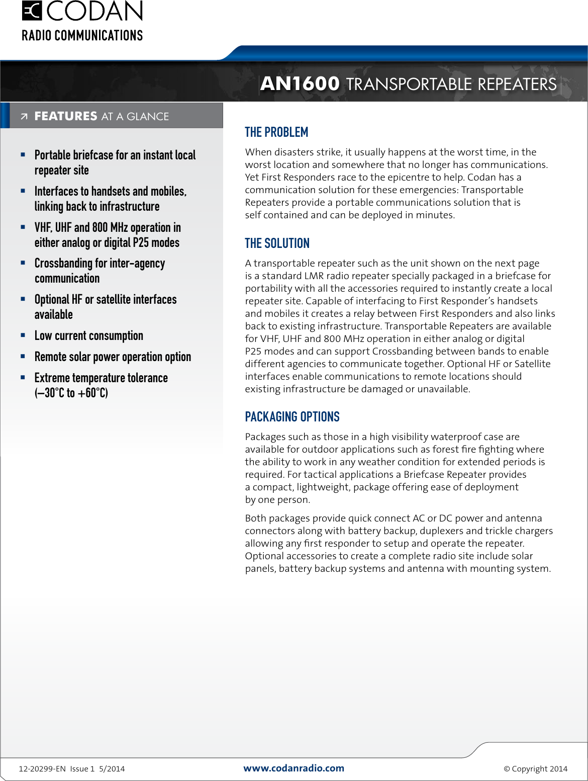 Codan AN1600 Transportable Repeaters EN