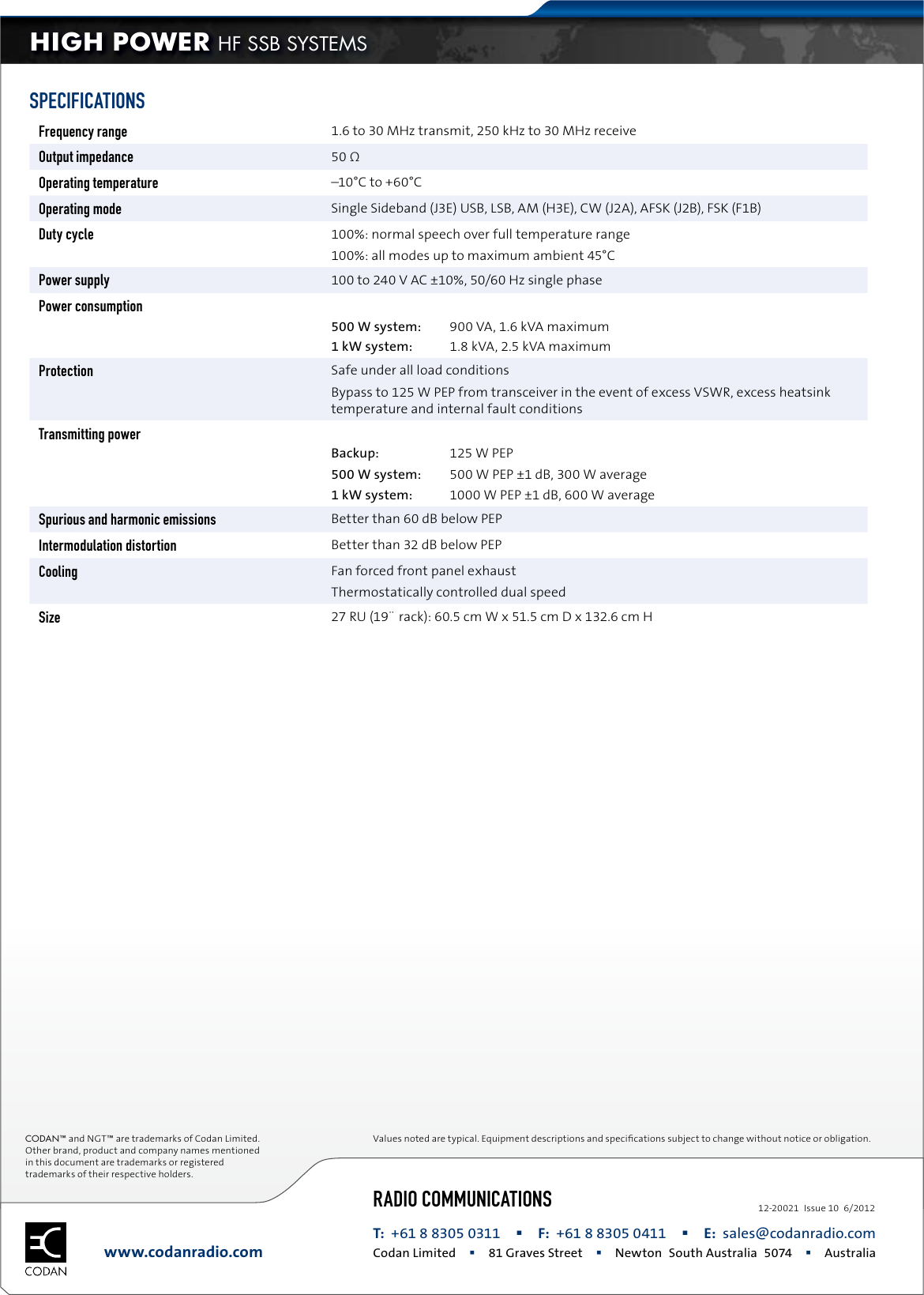 Codan High Power HF SSB Systems