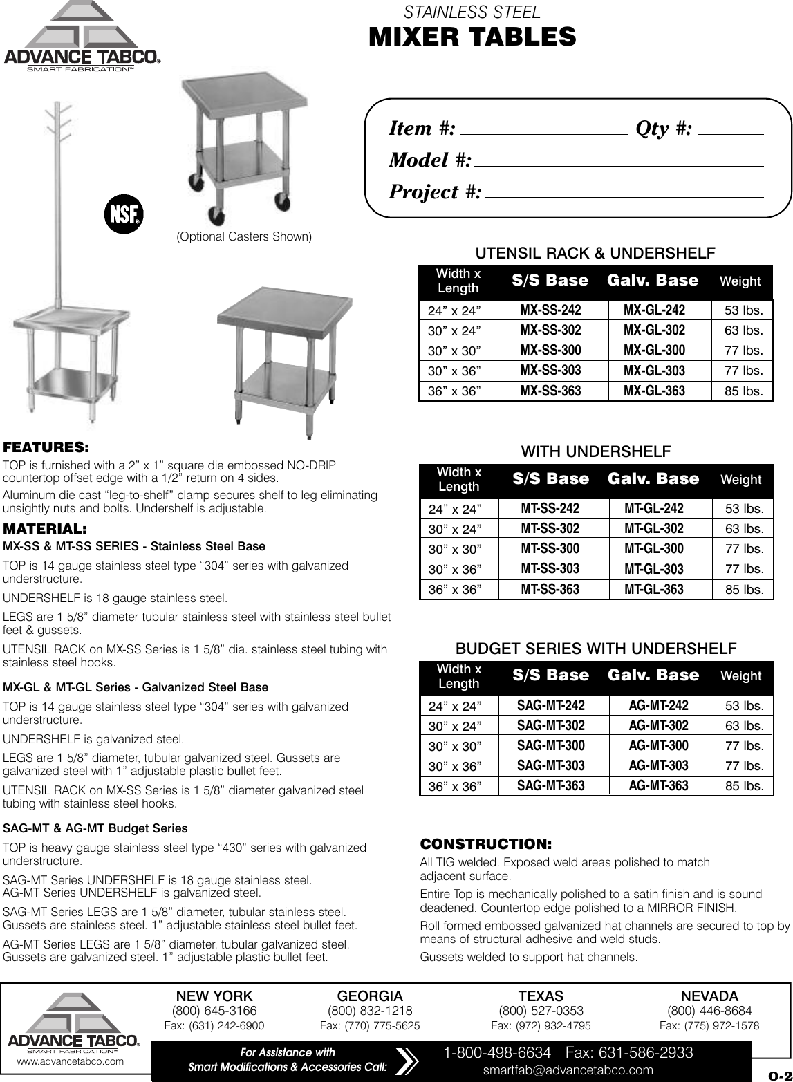Specialty Tables Mixer