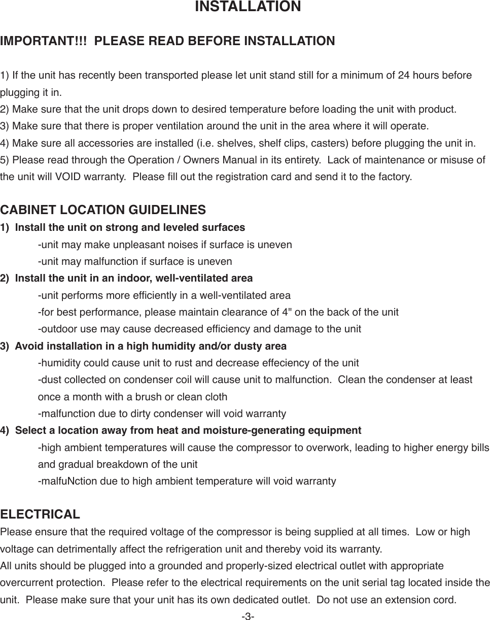 Coldtech Cfd 1F Users Manual
