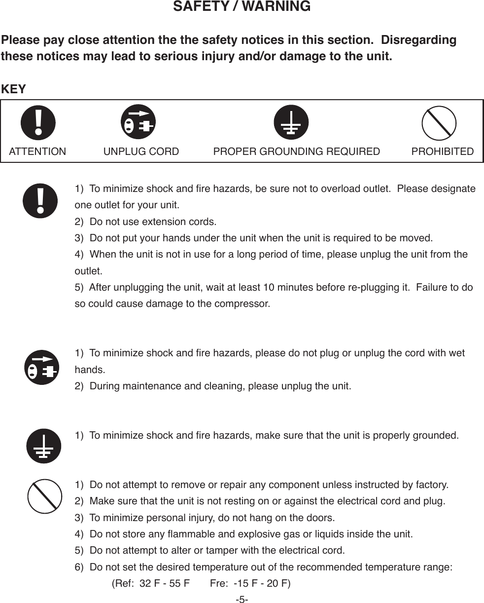 Coldtech Cfd 1F Users Manual