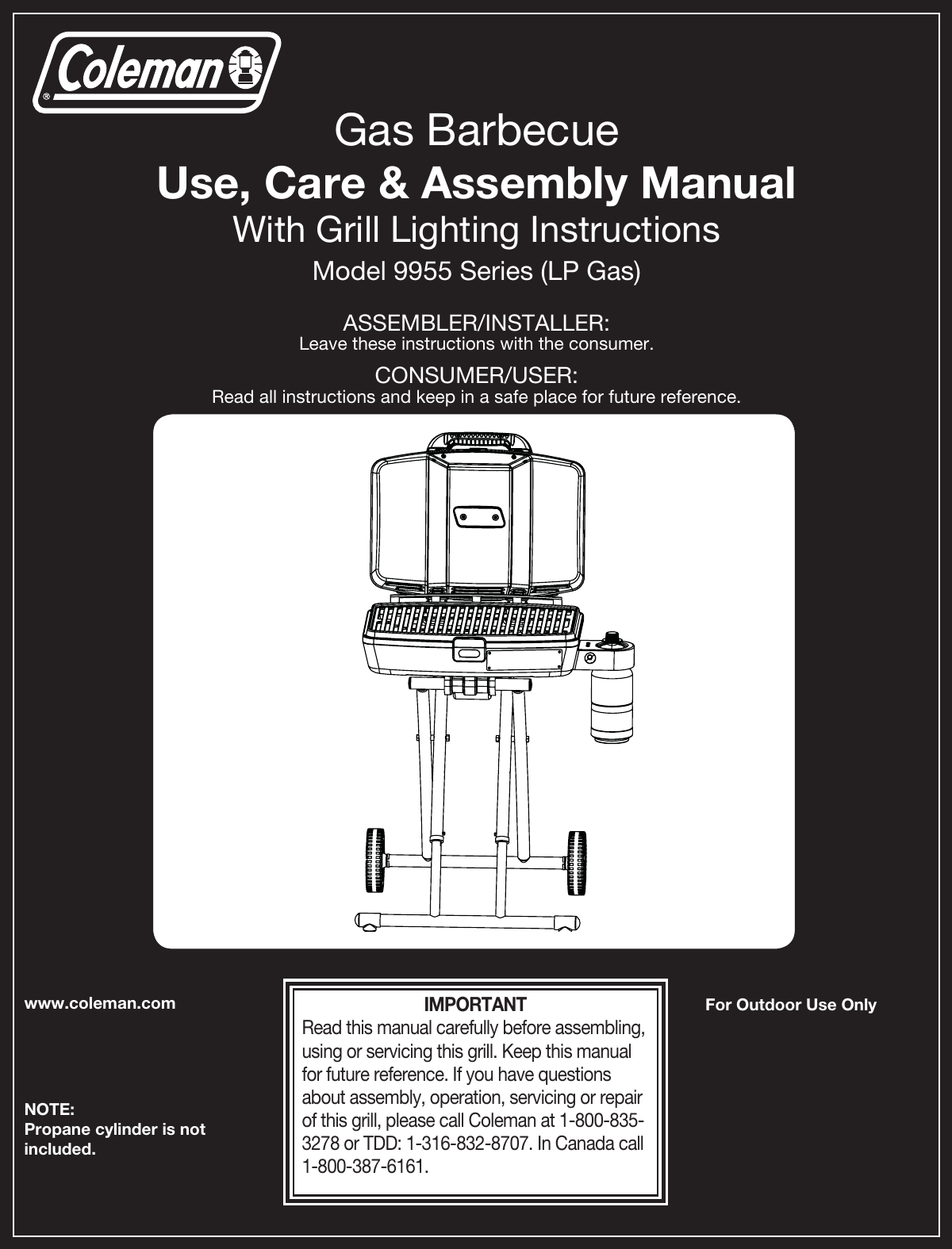 Coleman 9955 Users Manual 2000006922 RoadTrip Sport Propane Grill