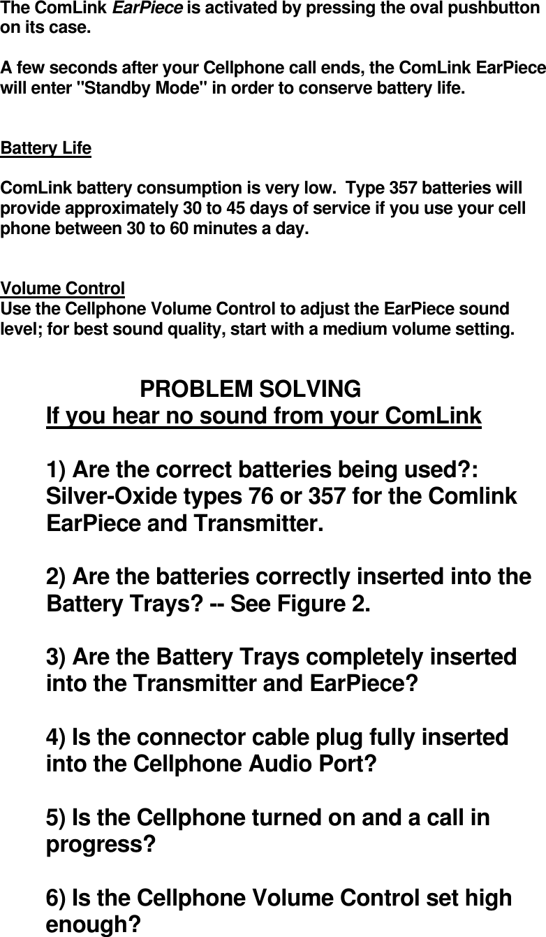 ComLink CL-001 CellPhone ComLink User Manual Labeli