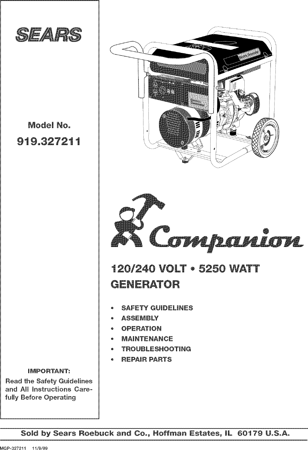 Companion 919327211 User Manual GENERATOR Manuals And Guides L0412363