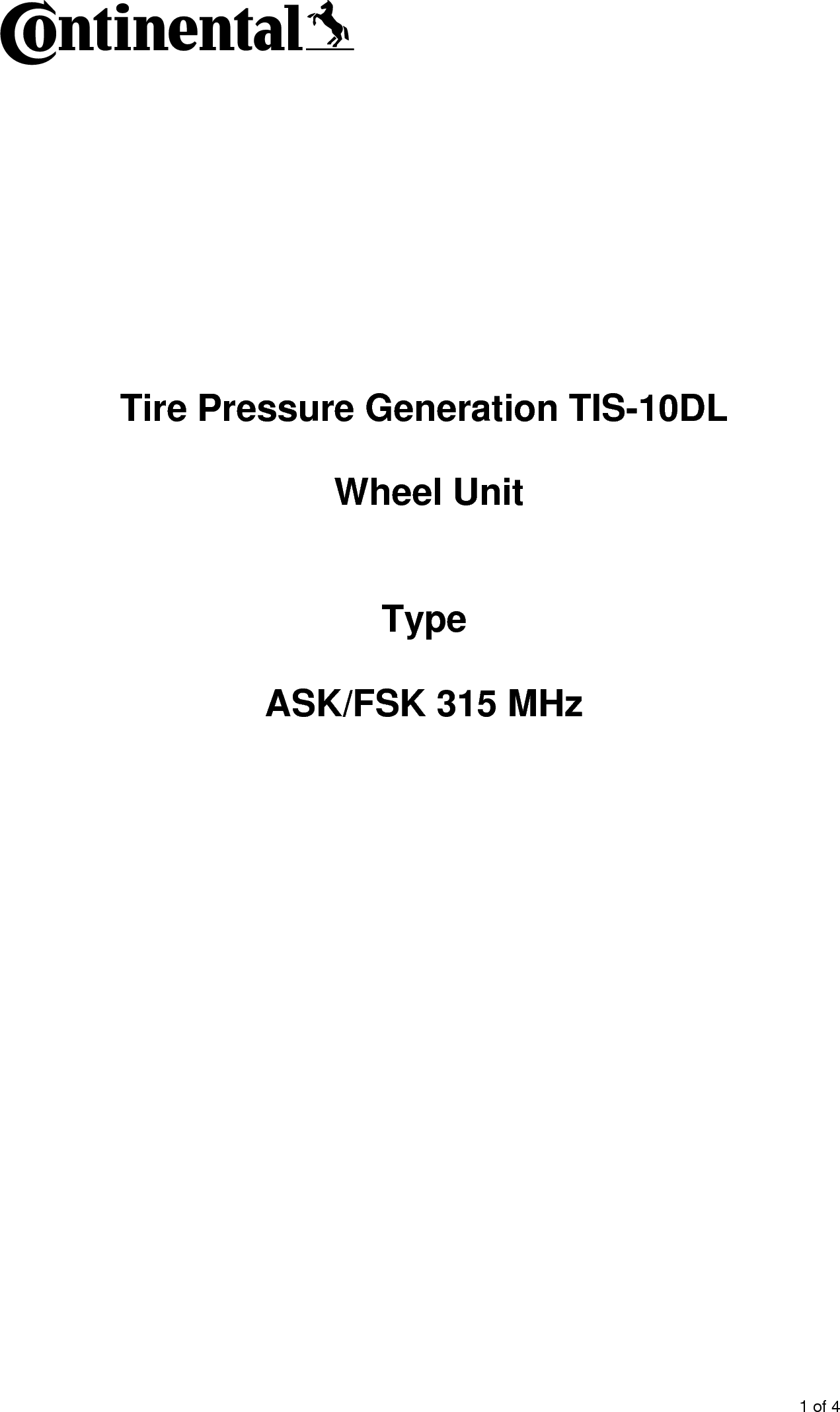 Continental Automotive Technologies TIS-10DL Tyre Pressure Monitoring ...