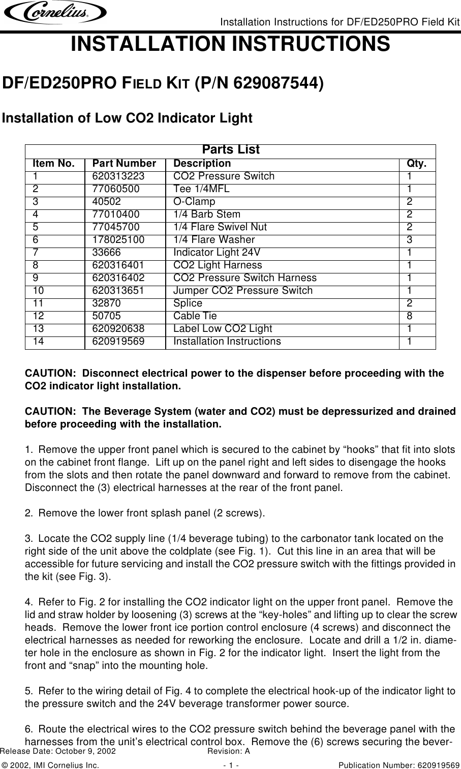 Cornelius Df Ed250Pro Users Manual 620919569 (6 25 02)