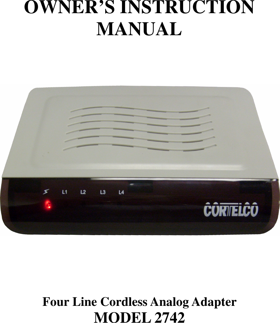Cortelco 2742 Users Manual User Ver 1.4