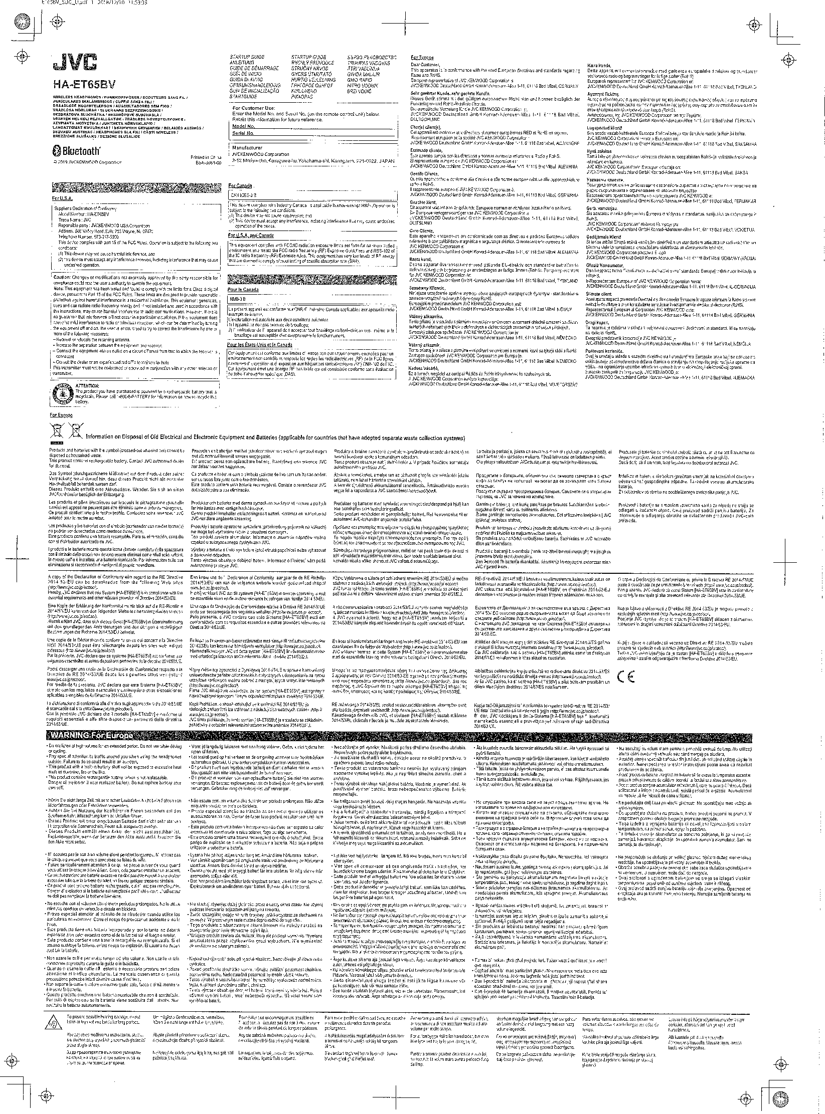 Cosonic Intelligent Technologies HA-ET65BV WIRELESS HEADPHONES User Manual