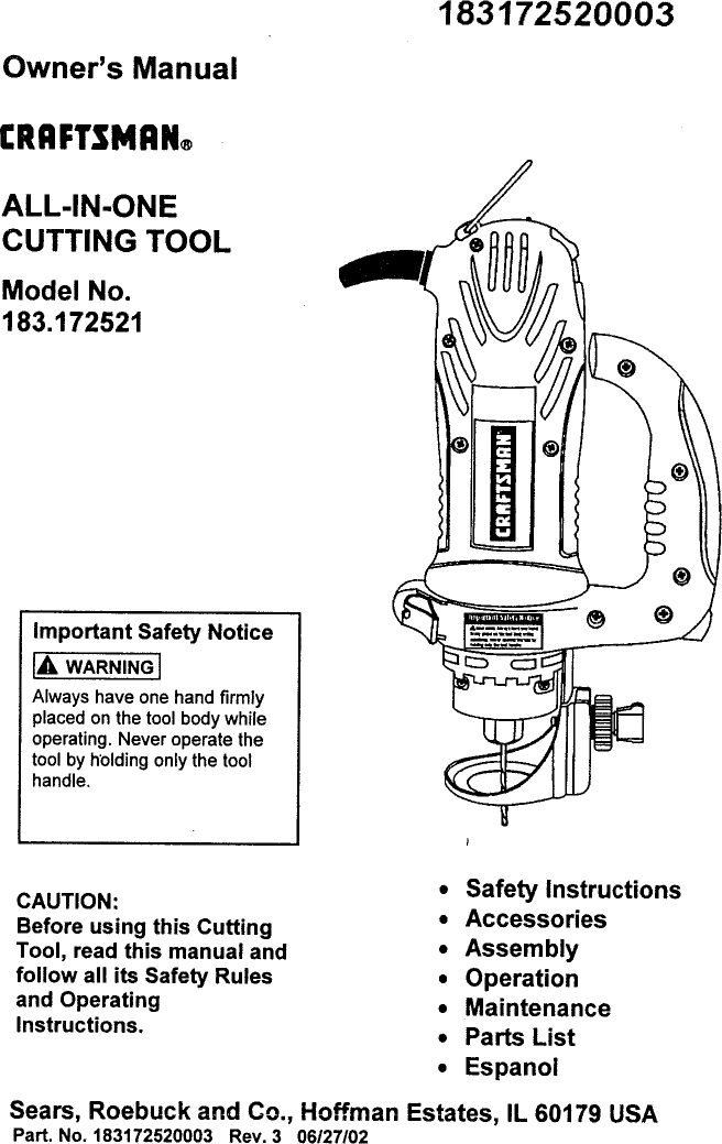 Craftsman 183172521 User Manual ROUTER Manuals And Guides L0901581