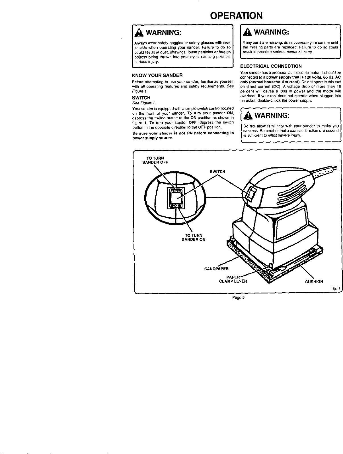 Craftsman 315116070 User Manual SANDER Manuals And Guides L0090144