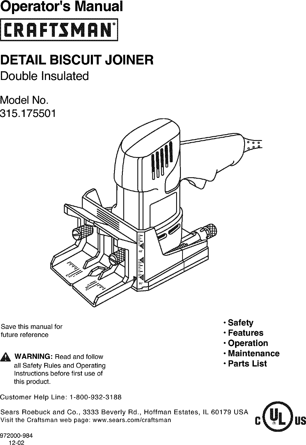 Craftsman 315175501 User Manual JOINER Manuals And Guides L0311293 craftsman-315175501-user-manual-joiner-manuals-and-guides-l0311293