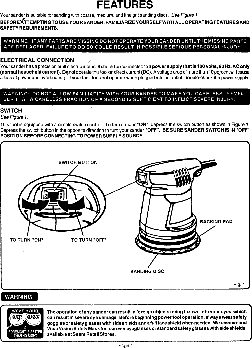 Craftsman 315277140 User Manual ORBIT SANDER Manuals And Guides L0808404