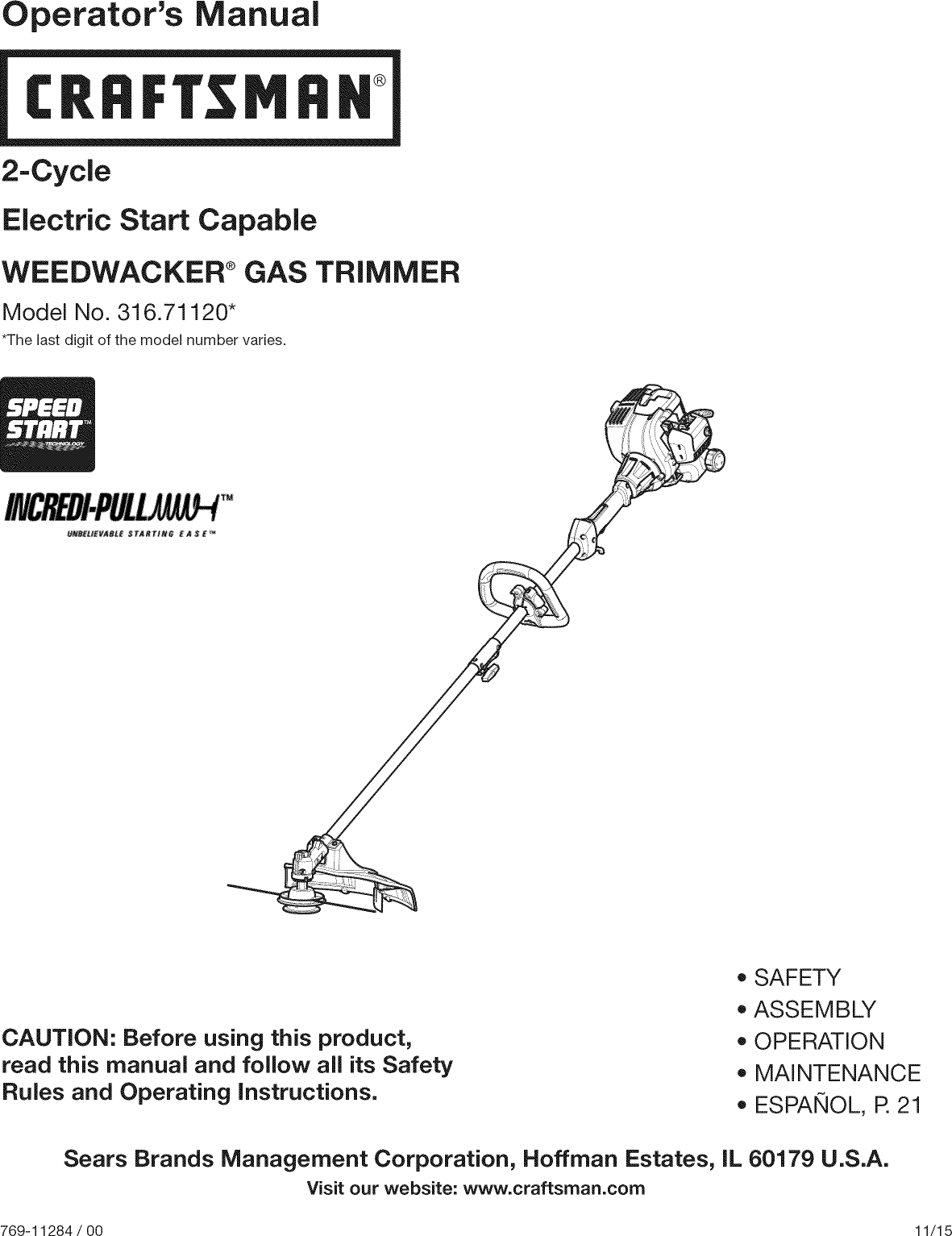 Craftsman 316711202 1602143L User Manual WEEDWACKER GAS TRIMMER Manuals ...