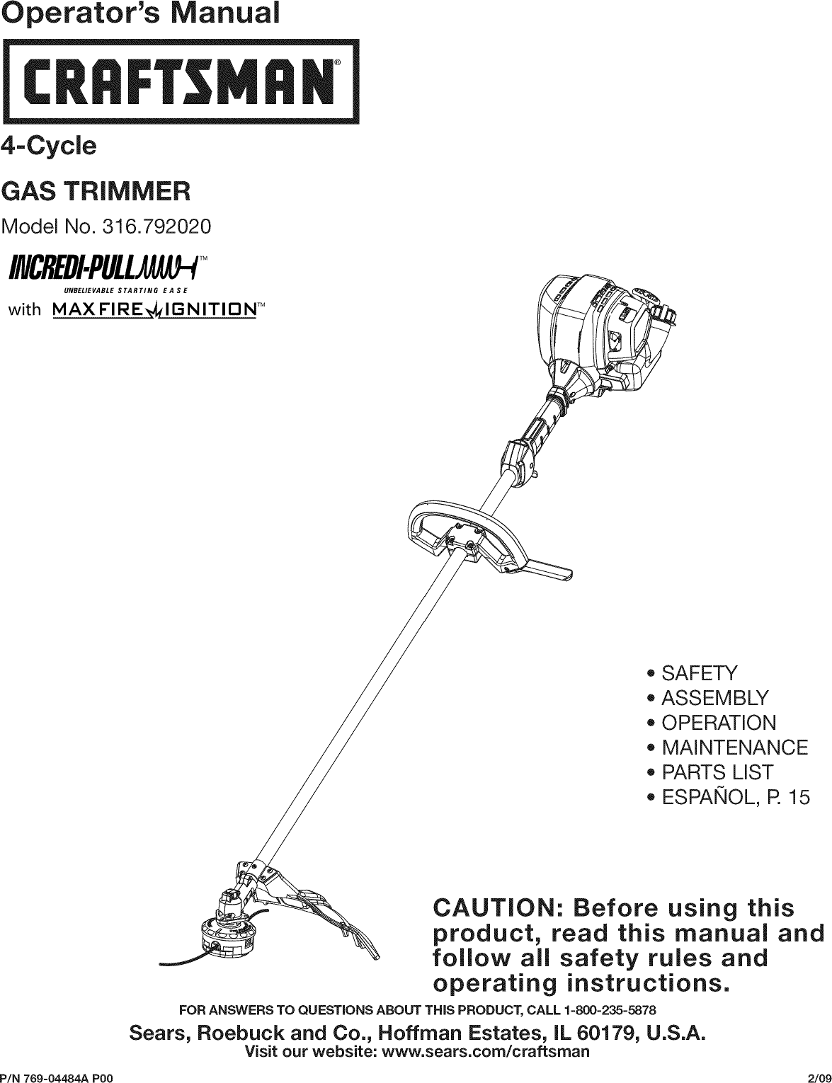 Craftsman 316792020 User Manual GAS TRIMMER Manuals And Guides L0903562