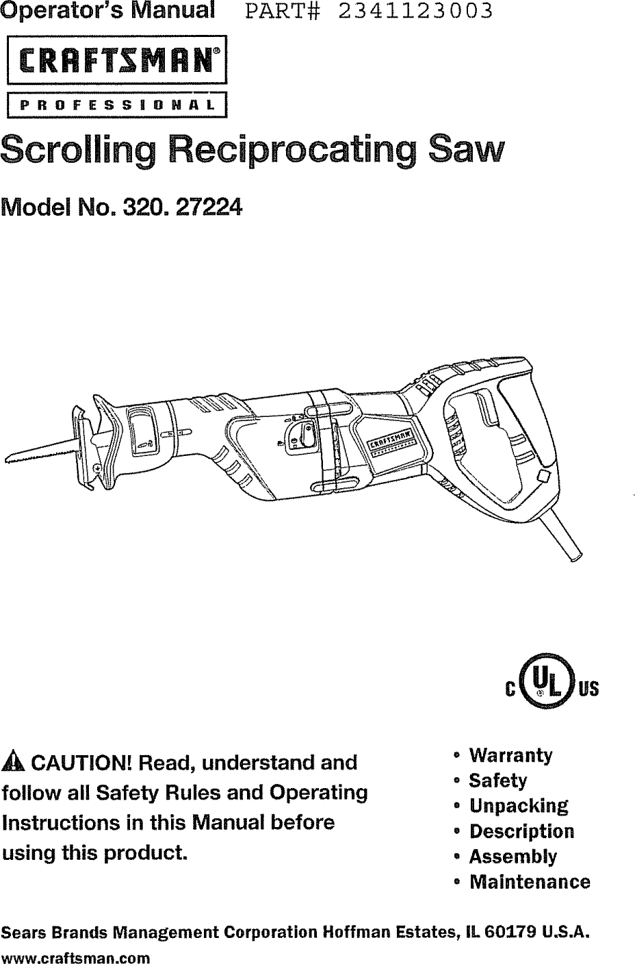 Craftsman 32027224 User Manual SAW Manuals And Guides L1003095