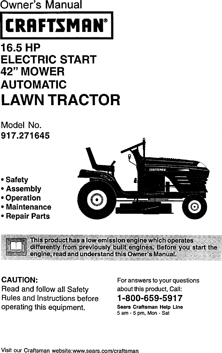 Craftsman 917271645 User Manual LAWN TRACTOR Manuals And Guides L0109051 craftsman-917271645-user-manual-lawn-tractor-manuals-and-guides-l0109051