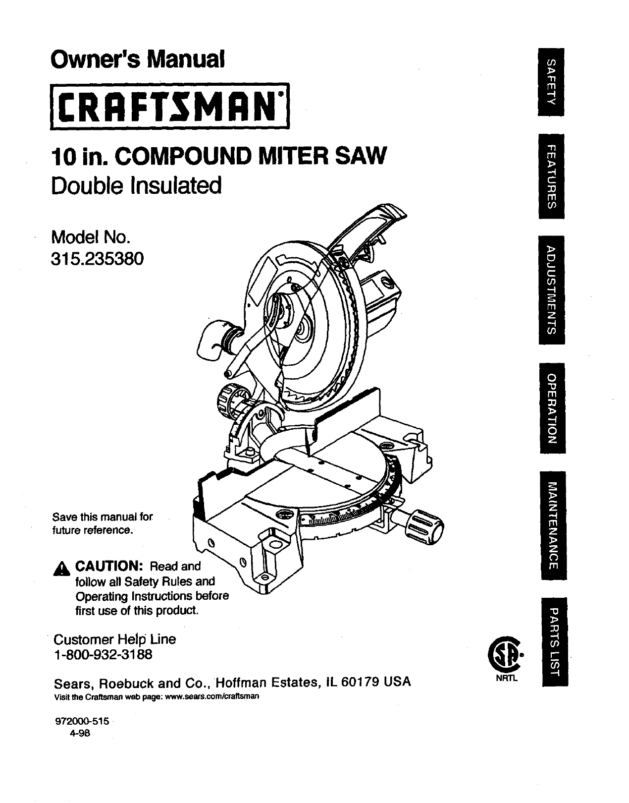 Craftsman 10 Inch Compound Miter Saw Model 315 Parts | Reviewmotors.co