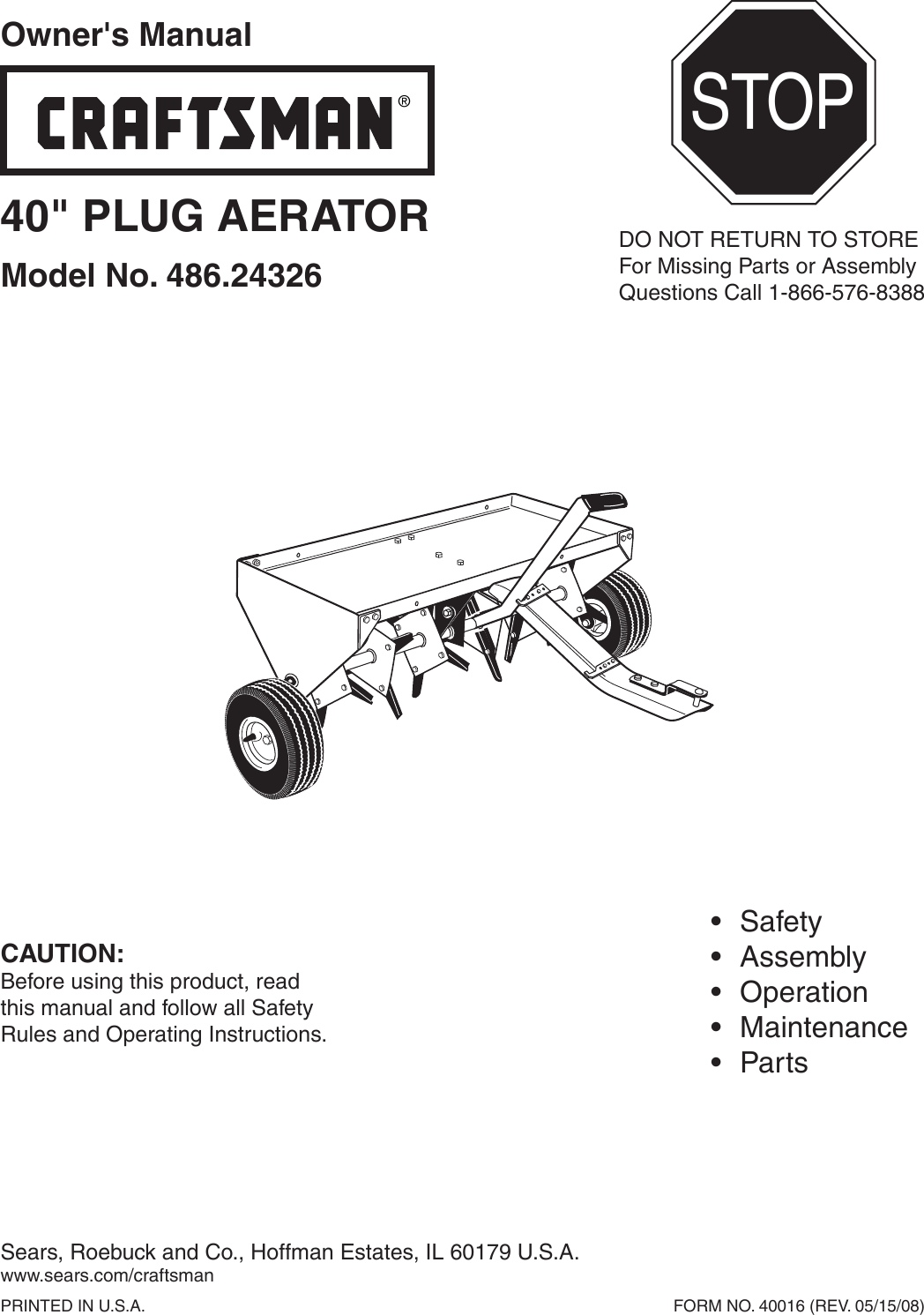 Craftsman 486 24326 Users Manual