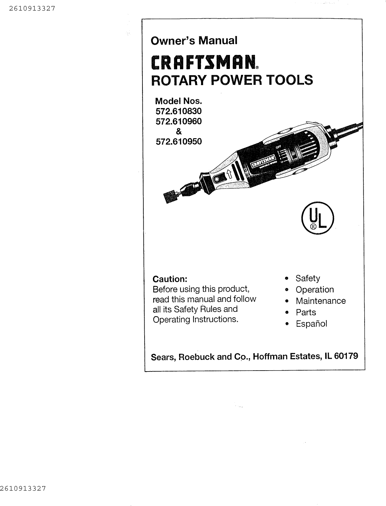 Craftsman 572 61096 Users Manual