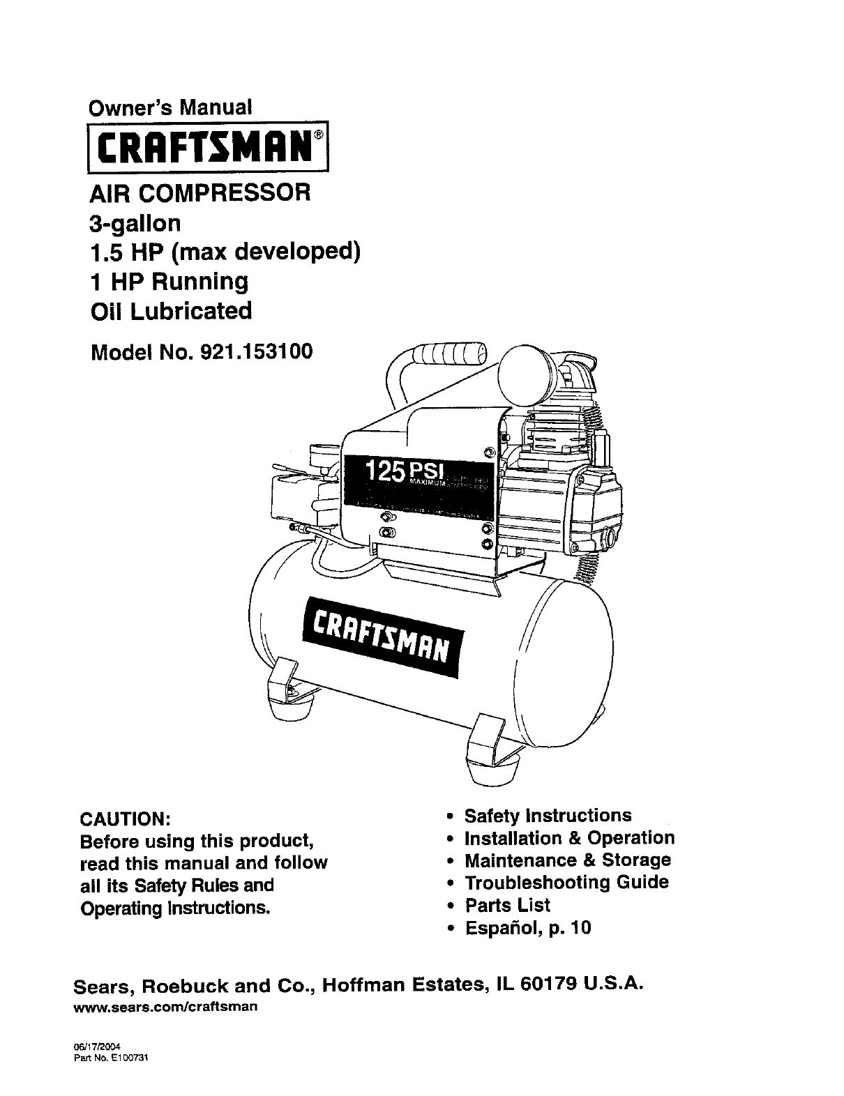 Parts List For Craftsman Air Compressors | Reviewmotors.co