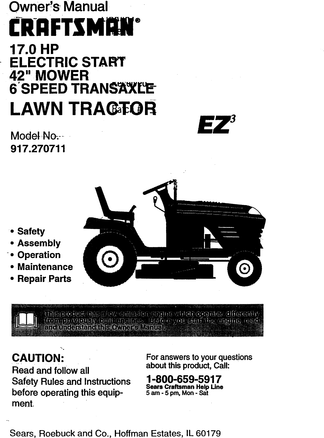 Craftsman Ez3 917 270711 Users Manual