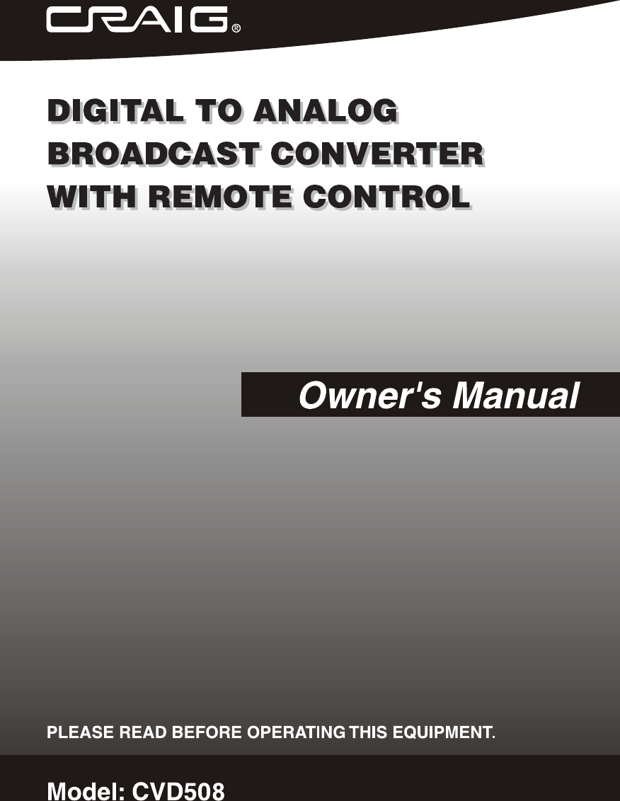 Craig Cvd508 Users Manual IB