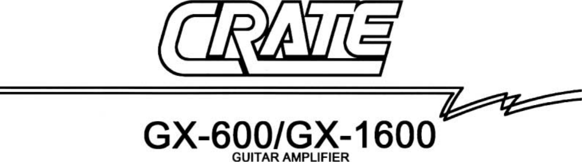 Crate Amplifiers Gx 1600 Users Manual