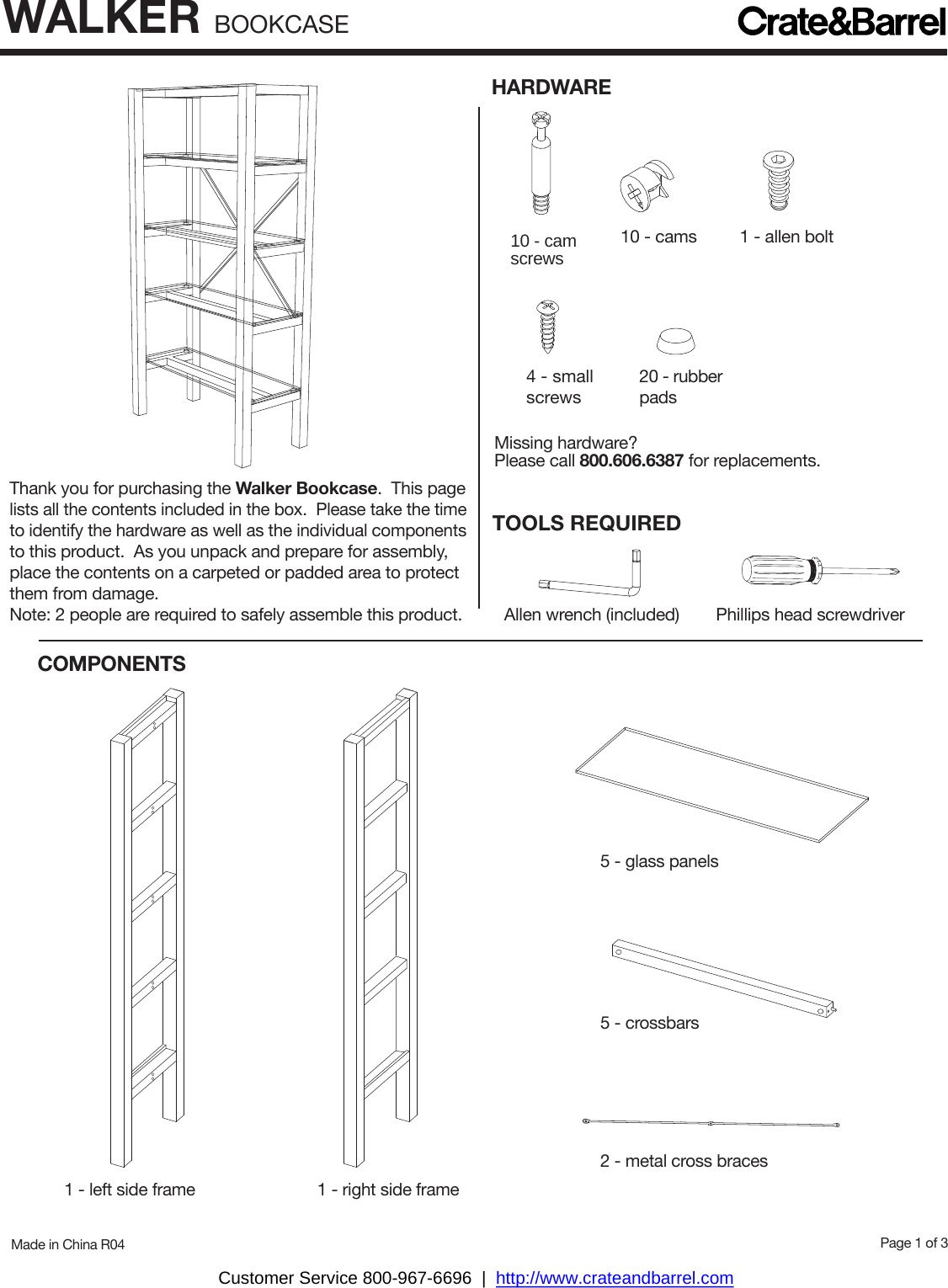 Crate Barrel 1043 Walker Bookcase Assembly Instructions From And