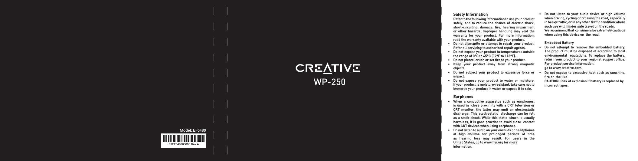 Creative Labs EF0480 Creative WP-250 User Manual Manual part 1