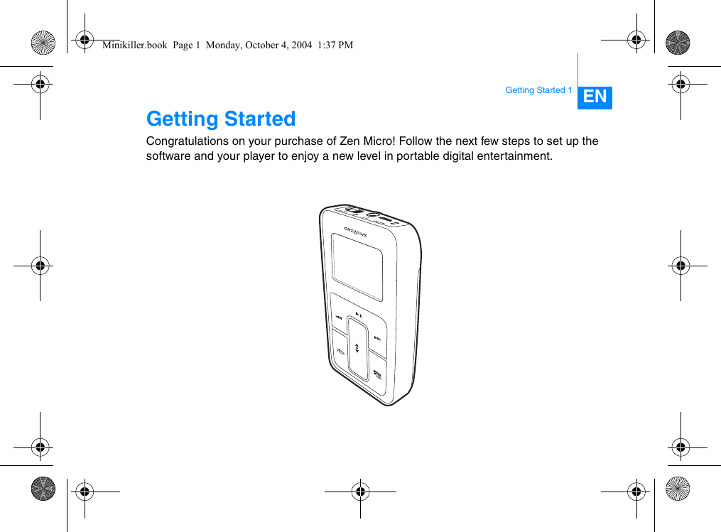 Creative Zen Micro Quick Start Manual Minikiller