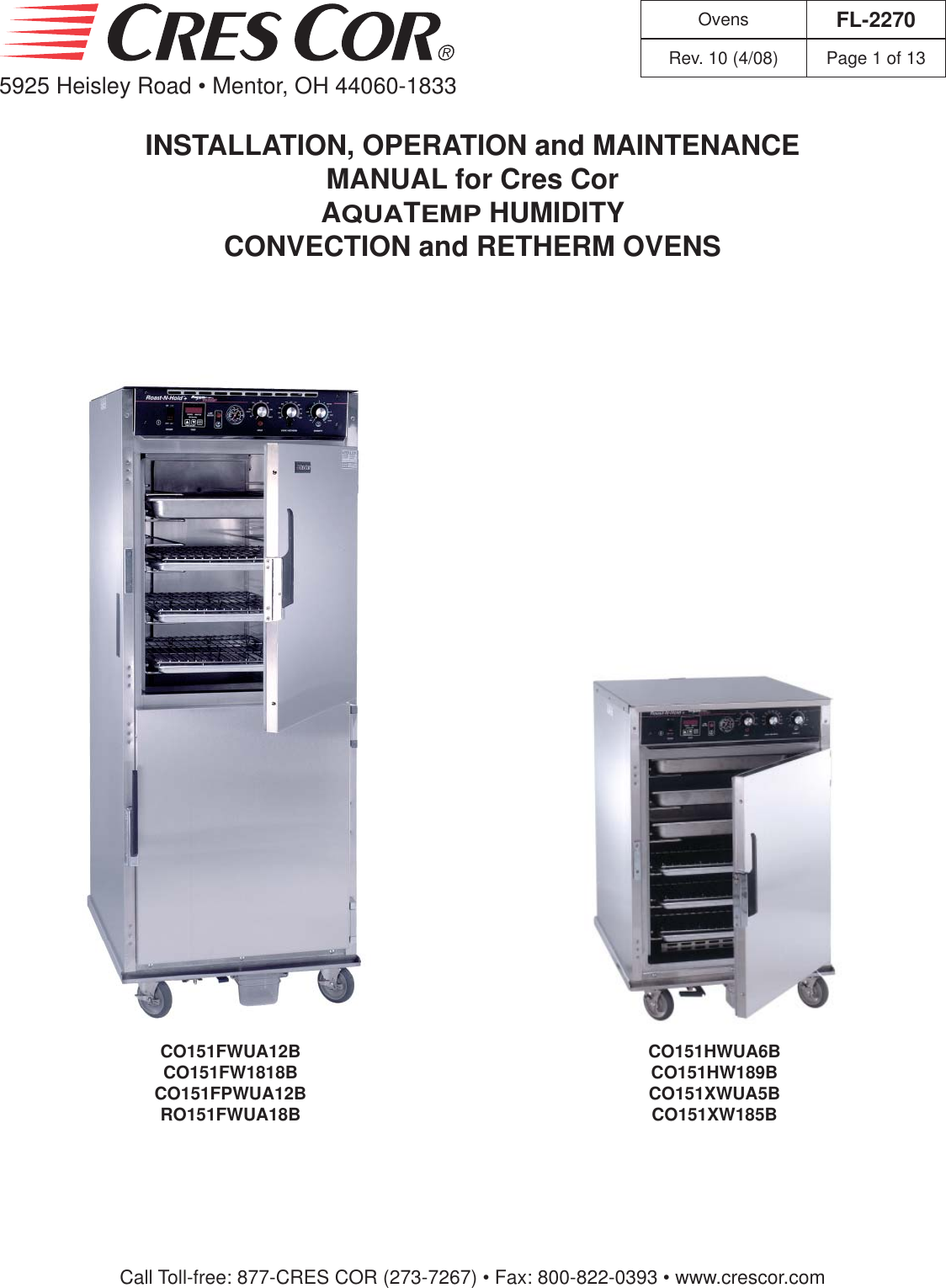 Cres Cor 0848-075-CC Temperature Control tillescenter Test, Measure ...