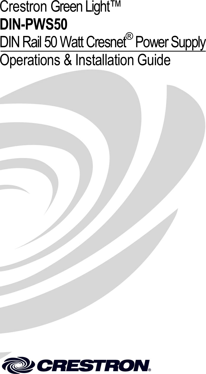 Crestron Electronic Din Pws50 Users Manual Operations Guide DOC. 6260