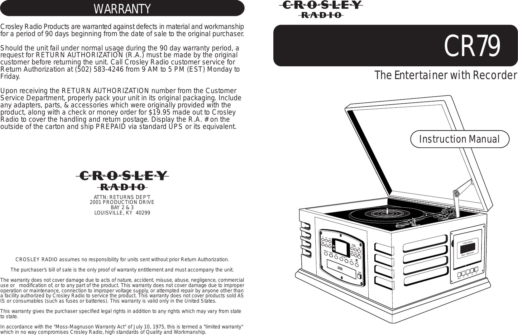 Crosley Radio Cr79 Users Manual